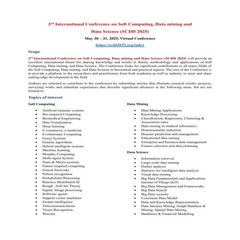 3rd International Conference on Soft Computing, Data mining and Data ...