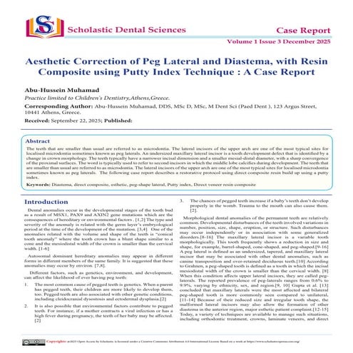 Aesthetic Correction of Peg Lateral and Diastema, with Resin Composite ...