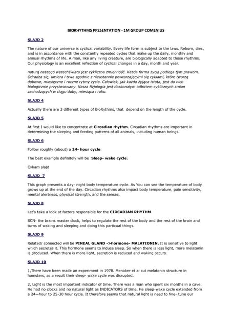 Biological rythm | PDF | Sleep Disorders | Diseases and Conditions