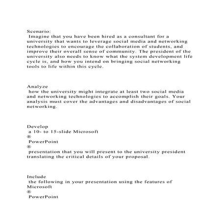 Scenario Imagine that you have been hired as a consultant for a.docx