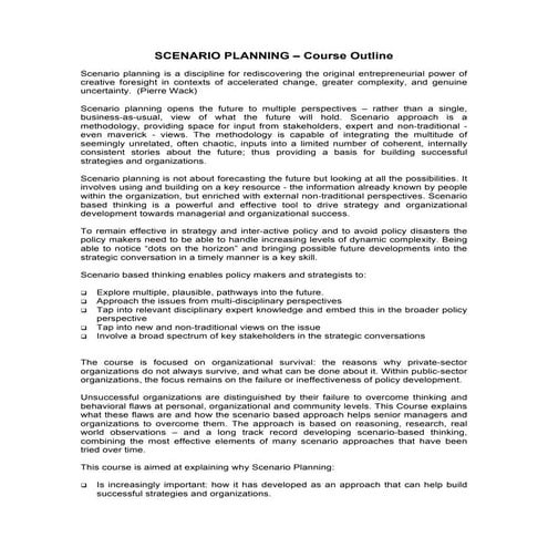 Scenario planning Workshop | PDF