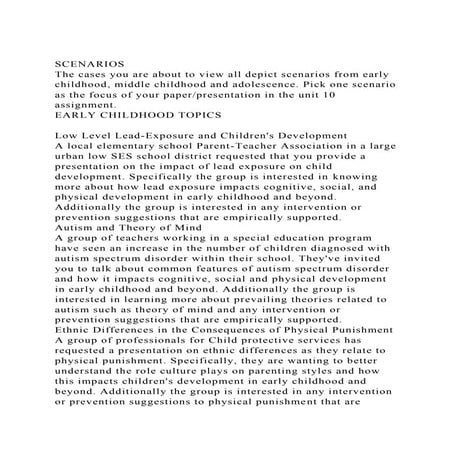 SCENARIOSThe cases you are about to view all depict scenarios fr.docx