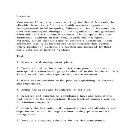 Scenario you are an it security intern working for health network | DOCX