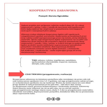 Scenariusz: Kooperatywa zabawowa | PDF