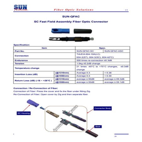 Sc Fast Field Assembly Connector | PDF