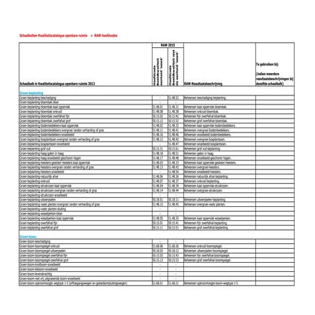 Schaalbalken Kwaliteitscatalogus Openbare Ruimte -> RAW hoofdcodes | PPT