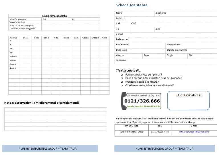 Scheda assistenza Clienti 4life