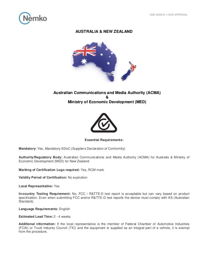 Australia & New Zealand - RCM mark