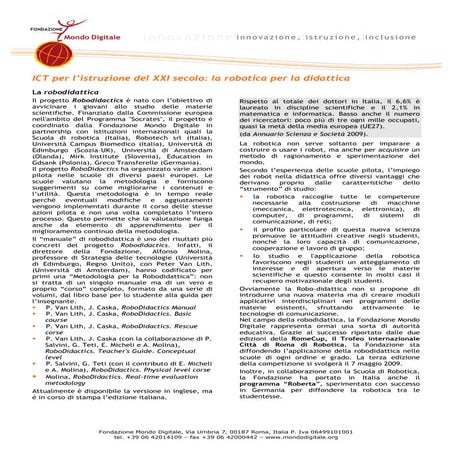 Scheda progetto Robotica | PDF
