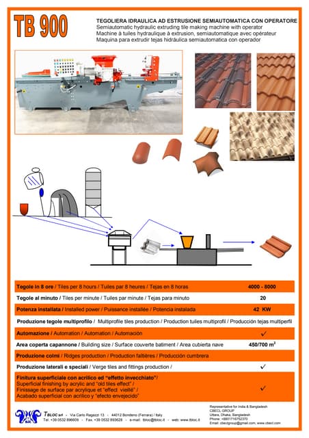 Concrete roof tiles making machine Scheda tb 300 | PDF
