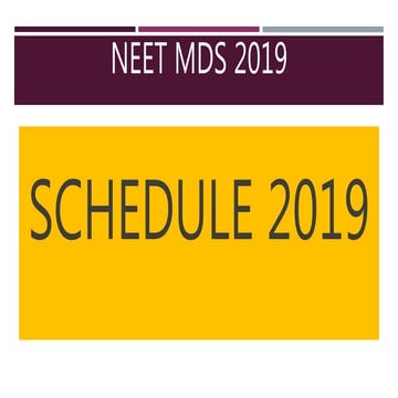 Schedule NEET MDS 2019 | PPT
