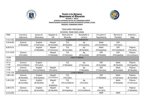 JHS Consolidated Class Program Sep. 2023 | PDF | Education industry ...