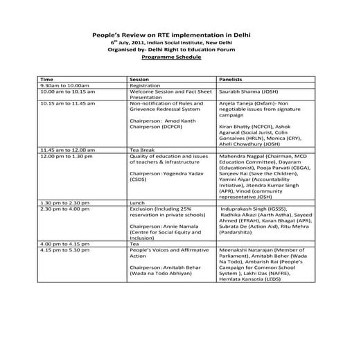 Schedule 6thjuly2011 rte | PDF