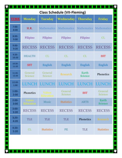 Sample Editable CLASS SCHEDULE for S.Y 2024-2025.docx