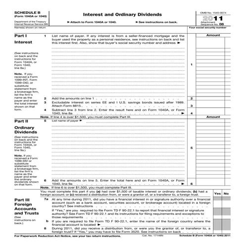 US Tax Abroad - Expatriate Form Schedule B | PDF