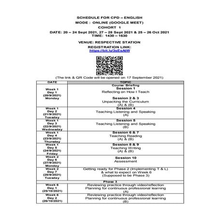 Schedule for cpd cohort 1 | DOCX | Educational Assessment | Education