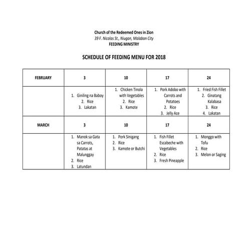 Schedule of Church Feeding Program Menu for 2018.docx
