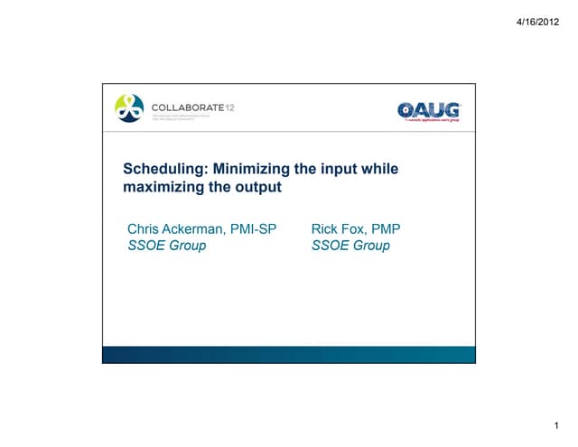 Scheduling Minimizing The Input While Maximizing The Output Ppt Ppt
