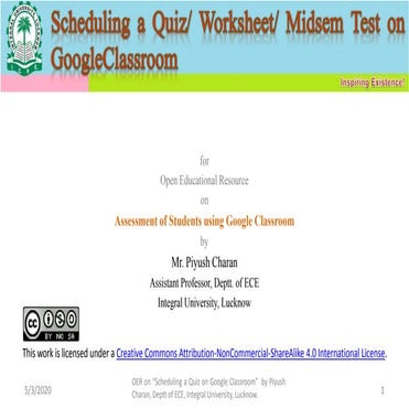 How to schedule a quiz on google classroom?? | PDF