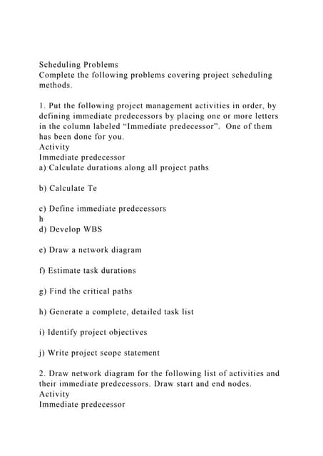 Network diagram problems | DOC