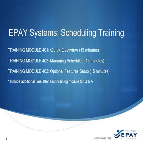 EPAY Systems Scheduling Training | PPTX