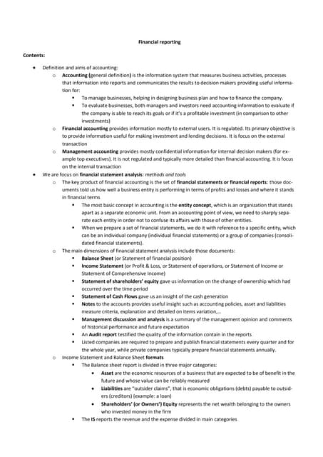 FINANCIAL STATEMENT ANALYSIS - BASICS OF BALANCE SHEET AND PROFIT AND ...