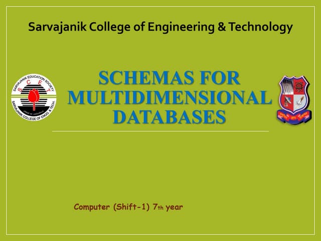 Schemas For Multidimensional Databases Pptx Databases Computer Software And Applications
