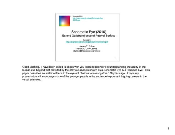Schematic & Reduced Eye.pptx | Eye and Vision Conditions | Diseases and Conditions