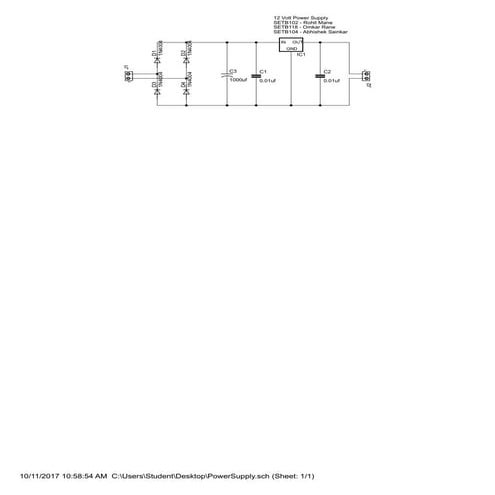 Schematics of power supply design 230V- 12v, 50hz , 1A | PDF
