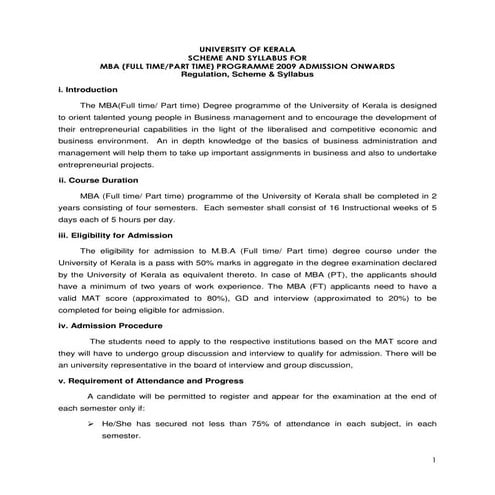 Scheme and syllabus for mba | PDF