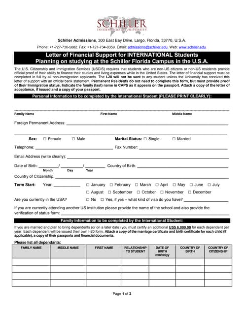 International student enrollment form TBA | PDF