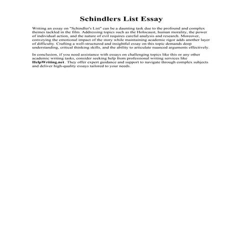 Schindlers List Essay | PDF