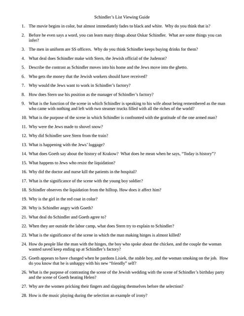 Schindler's list video guide | PDF