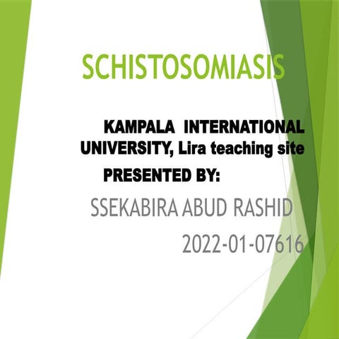 SCHISTOSOMIASIS presentation, investigations to management.pptx
