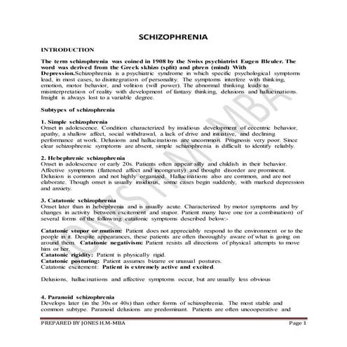 SCHIZOPHRENIA | DOCX