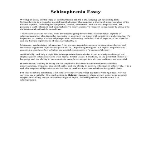 Schizophrenia Essay | PDF