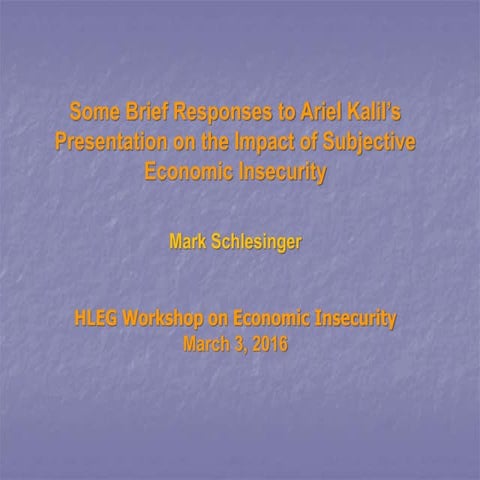 HLEG thematic workshop on Economic Insecurity, Mark Schlesinger, discussant | PPT