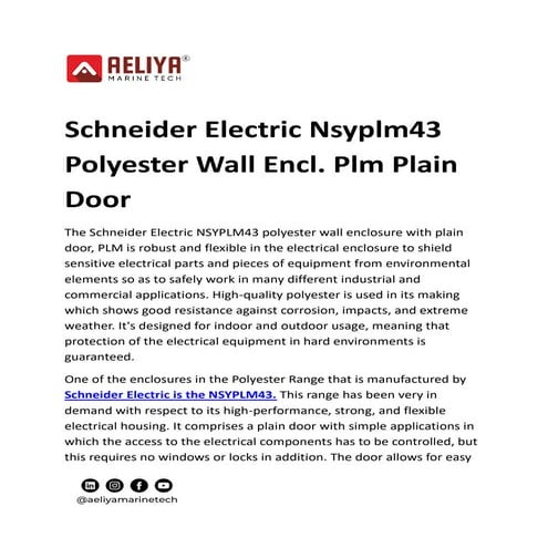 Schneider Electric Nsyplm43 Polyester Wall Encl. Plm Plain Door.pdf