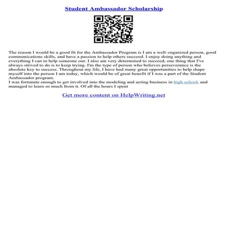 Scholarship Essay Examples About Yourself | PDF