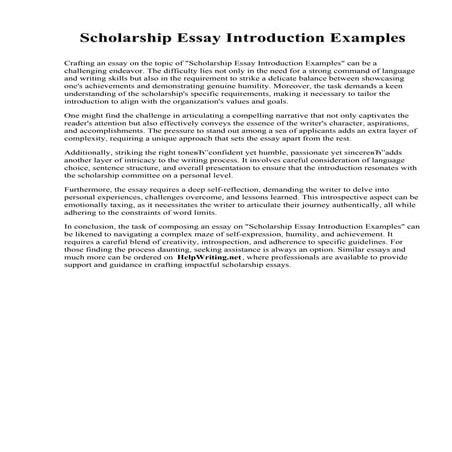 Scholarship Essay Introduction Examples Pdf
