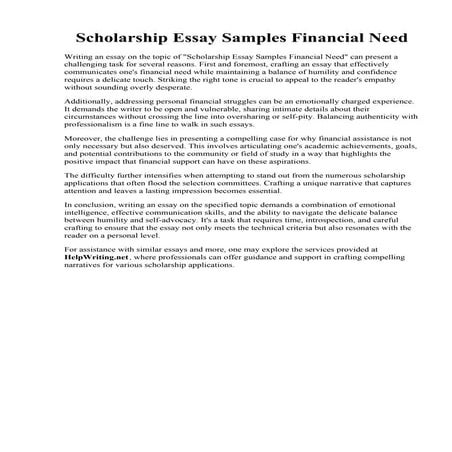 Scholarship Essay Samples Financial Need.pdfScholarship Essay Samples ...