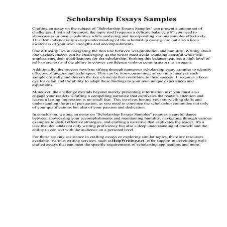 Scholarship Essays Samples. FREE 7 Sample Scholarship Essay Templates ...