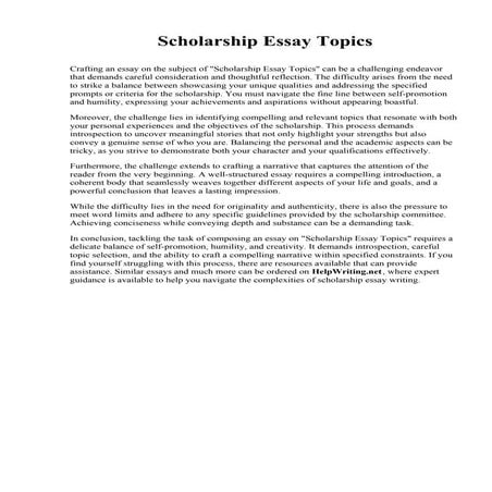 Scholarship Essay Topics.pdf | Student Financial Aid | Financial Assistance