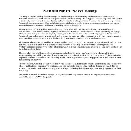 Scholarship Need Essay | PDF | Student Financial Aid | Financial Assistance