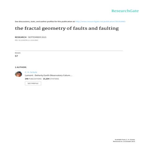 The Fractal Geometry of Faults and Faulting | PDF