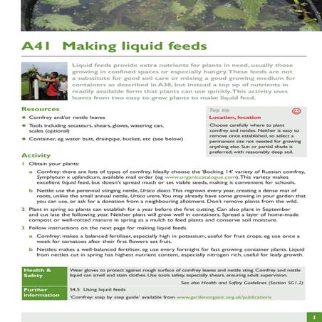 Making Liquid Feeds ~ Teacher Guide, Organic Gardening | PDF