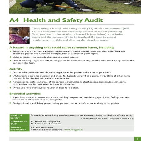 Health and Safety Audit - Gardening Guides for Teachers | PDF
