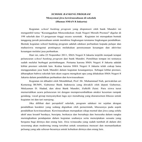 School banking program | DOC