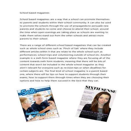 School Based Magazines | DOCX