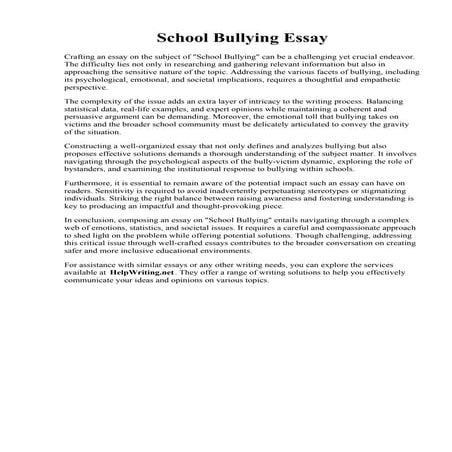 School Bullying Essay | PDF